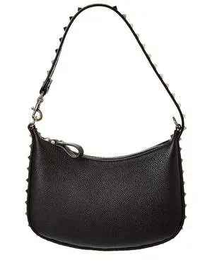 Valentino Garavani Valentino Rockstud Leather Hobo Bag - Black