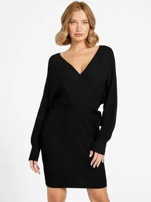 GUESS FACTORY Damani Wrap Dress - Black