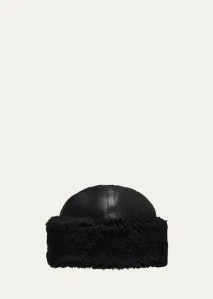 TOTEME Toteme Leather And Shearling Beanie Black 200