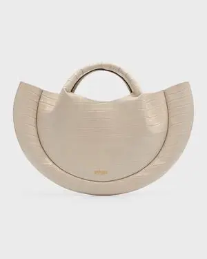 Cult Gaia Bella Croc-embossed Top Handle - Off White