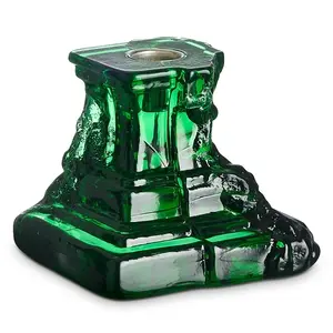 KOSTA BODA Rocky Baroque Candlestick, Small - Emerald Green