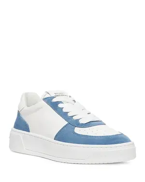 STUART WEITZMAN Courtside Lace Up Sneakers - White/blue