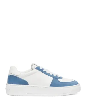 STUART WEITZMAN Courtside Lace Up Sneakers - White/blue