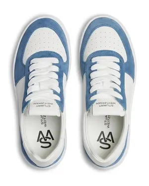 STUART WEITZMAN Courtside Lace Up Sneakers - White/blue