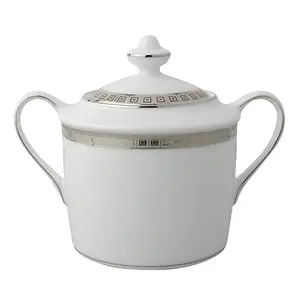 Bernardaud Athena Lidded Sugar Bowl - Platinum