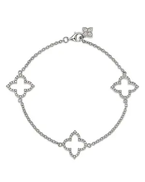 Bloomingdale'S Diamond Clover Station Bracelet - White Gold