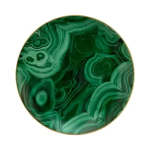 L'Objet Malachite Dessert Plate, Set Of 4 - Green