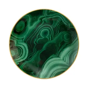L'Objet Malachite Canape Plate, Set Of 4 - Green