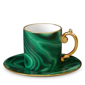 L'Objet Malachite Espresso Cup And Saucer - Green