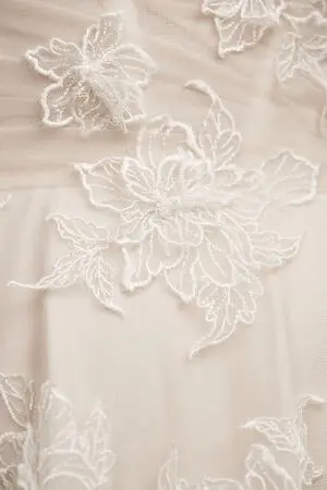 Watters Arien Strapless Floral Appliqué Gown