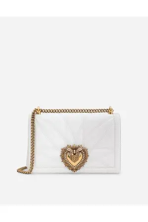 Dolce & Gabbana Large Devotion Bag In Quilted Nappa Leather White