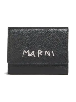 Marni Logo-embroidered Leather Key Holder - Black