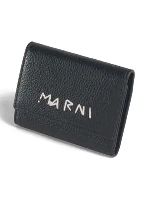 Marni Leather Key Holder With Mending-embroidery - Black