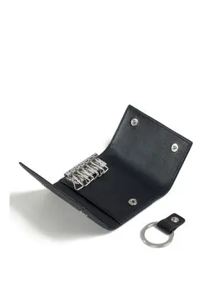 Marni Leather Key Holder With Mending-embroidery - Black