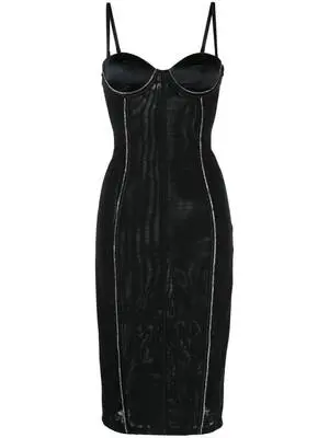 FLEUR DU MAL Brilliant Mesh Bustier Dress - Black