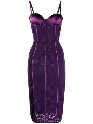 FLEUR DU MAL Mesh Bustier Dress - Purple