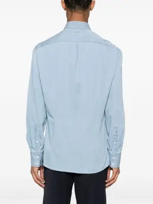 Brunello Cucinelli Spread-collar Cotton Shirt - Blue