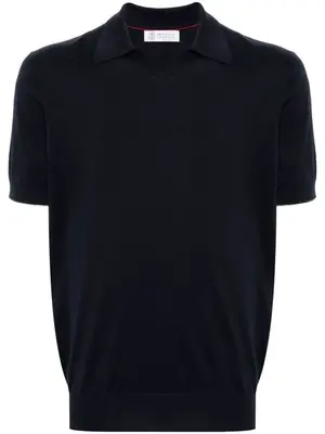 Brunello Cucinelli Short-sleeve Cotton Polo Shirt - Blue