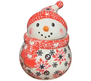 LIDIA'S POLISH POTTERY Small Snowman Candy Dish - One-color
