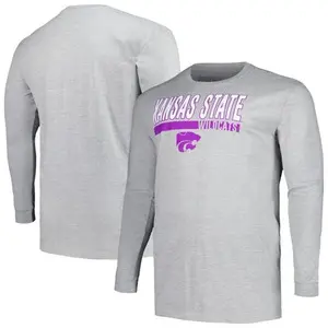 Profile Kansas State Wildcats Big & Tall Two-hit Long Sleeve T-shirt - Gray