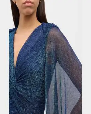 Talbot Runhof Matrix Metallic Cape Trumpet Gown