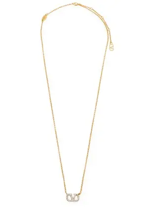 Valentino Garavani Vlogo Crystal Necklace - Gold