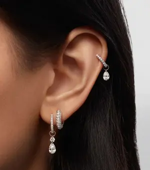 MARIA TASH Grand Floating Double Diamond Single Earring - White