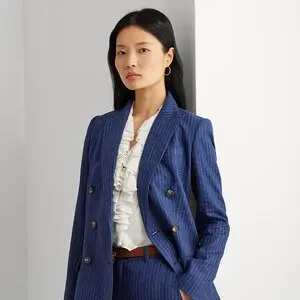 Ralph Lauren Pinstripe Double-breasted Linen Blazer