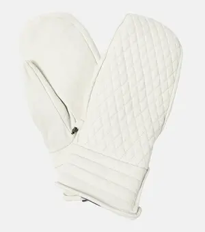 Fusalp Athena Quilted Leather Mittens - White