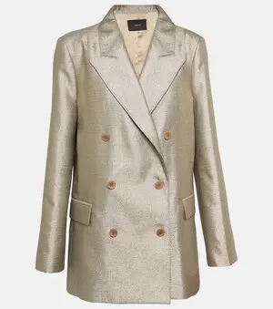 JOSEPH Chapone Metallic Oversized Blazer - Silver
