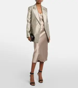 JOSEPH Chapone Metallic Oversized Blazer - Silver
