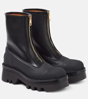 Chloé Raina Leather Ankle Boots - Black