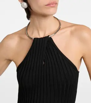Galvan Rhea Metallic-knit Midi Dress
