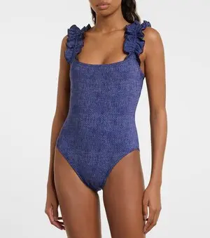 KARLA COLLETTO Nori Ruffled Swimsuit - Blue