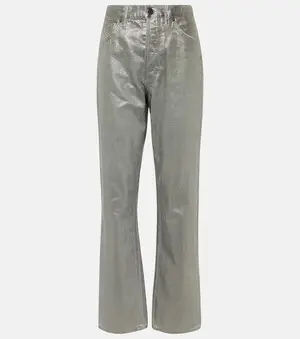 Veronica Beard Daniela Metallic High-rise Straight Jeans