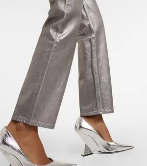 Veronica Beard Daniela Metallic High-rise Straight Jeans