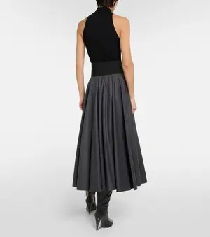 Alaïa Belted High-rise Virgin Wool Midi Skirt