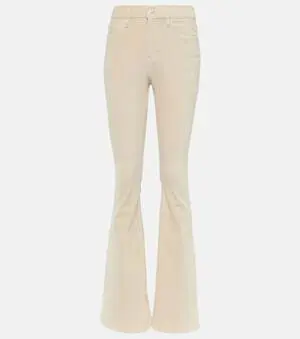 FRAME Le High Flare Velveteen Jeans - White