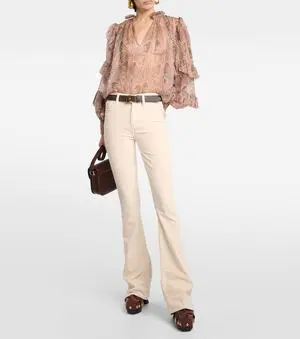 FRAME Le High Flare Velveteen Jeans - White