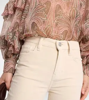 FRAME Le High Flare Velveteen Jeans - White