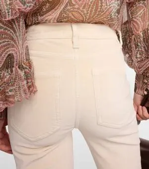 FRAME Le High Flare Velveteen Jeans - White
