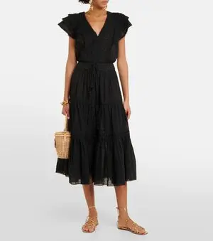 Poupette St Barth Brie Cotton-blend Midi Skirt