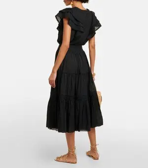 Poupette St Barth Brie Cotton-blend Midi Skirt