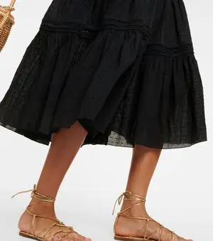 Poupette St Barth Brie Cotton-blend Midi Skirt