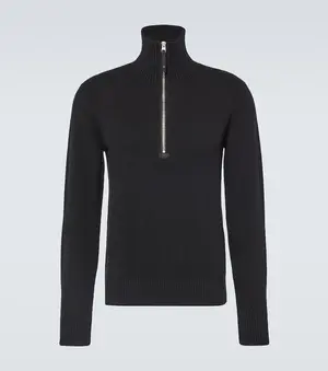 TOM FORD Wool And Cashmere-blend Half-zip Sweater - Black
