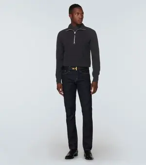 TOM FORD Wool And Cashmere-blend Half-zip Sweater