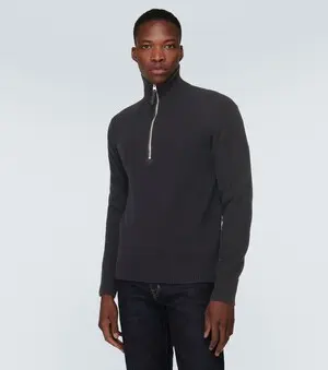 TOM FORD Wool And Cashmere-blend Half-zip Sweater