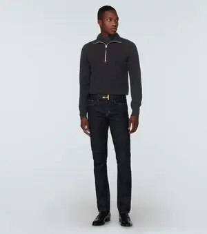 TOM FORD Wool And Cashmere-blend Half-zip Sweater - Black