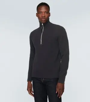TOM FORD Wool And Cashmere-blend Half-zip Sweater - Black