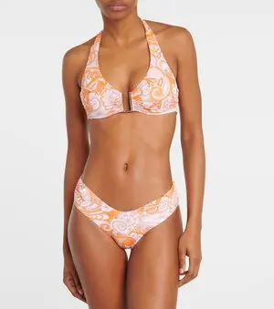 Melissa Odabash Colombia Printed Bikini Top - Orange